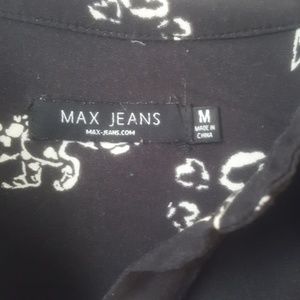 Max Jeans | Tops | Max Jeans Black White Animal Print Button Down M ...
